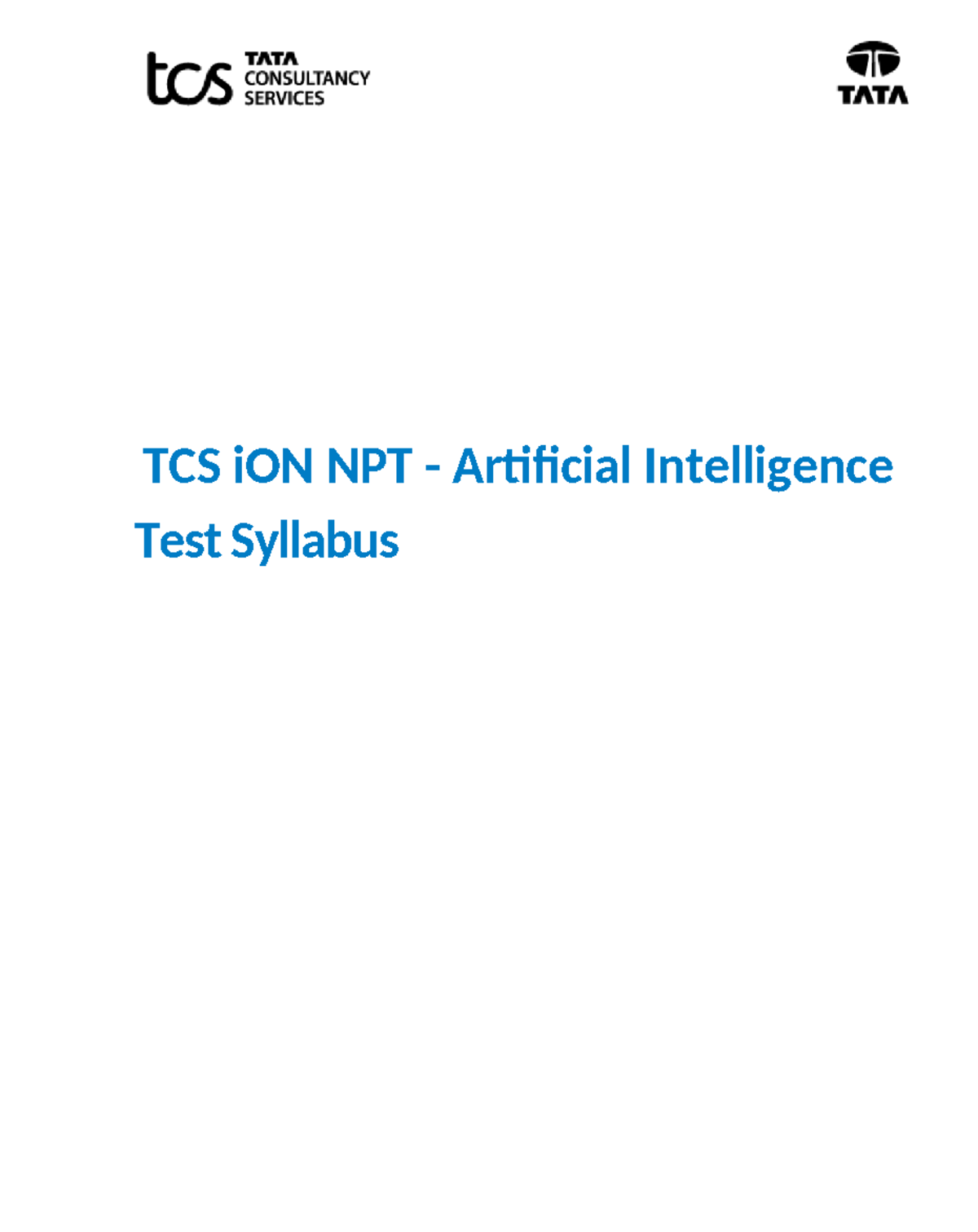 TCS iON NPT AI Test Syllabus & Exam Pattern Overview - Studocu