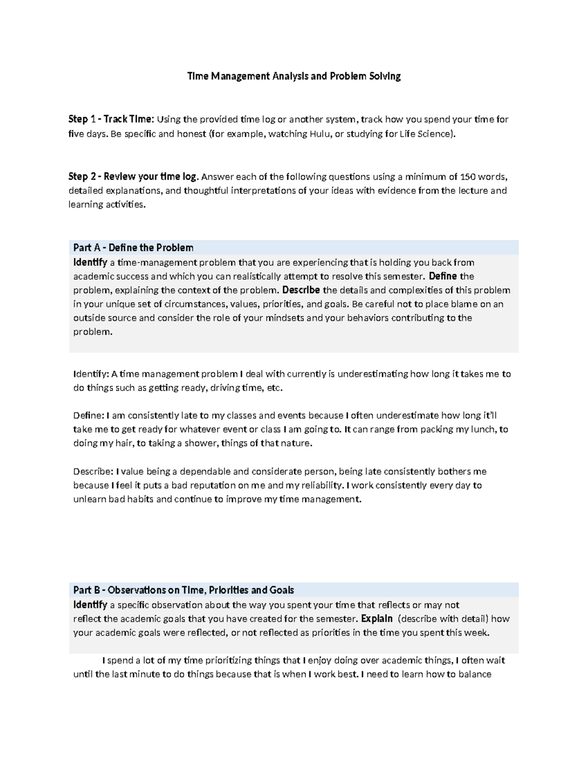 Time Management Analysis & Strategies MOD2 - Course Reflection - Studocu