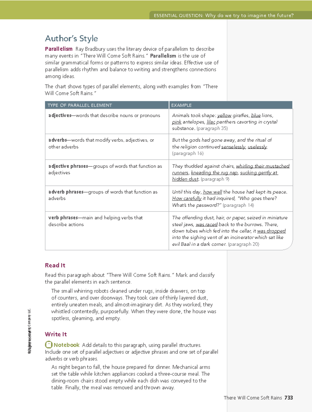 Parallelism Practice: Analyzing Ray Bradbury's Techniques in Will Come ...
