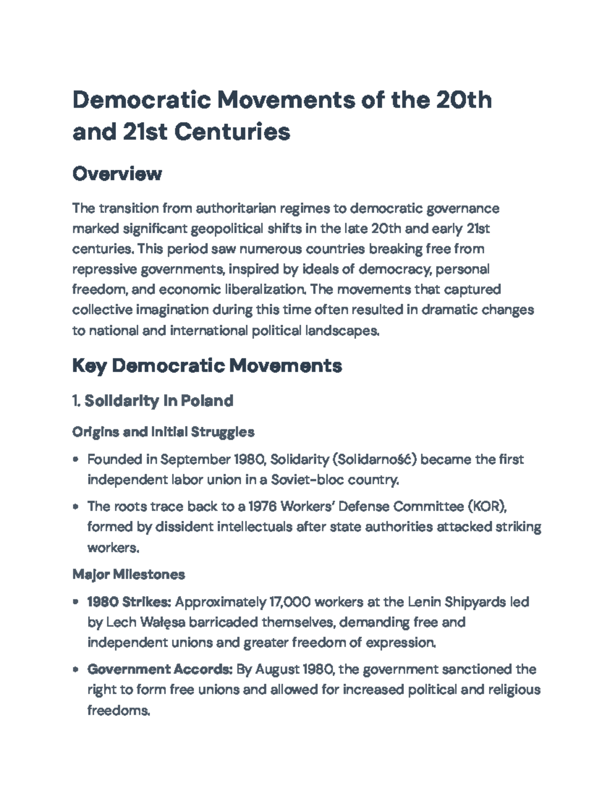 Democratic Movements of the 20th & 21st Centuries: A Historical ...