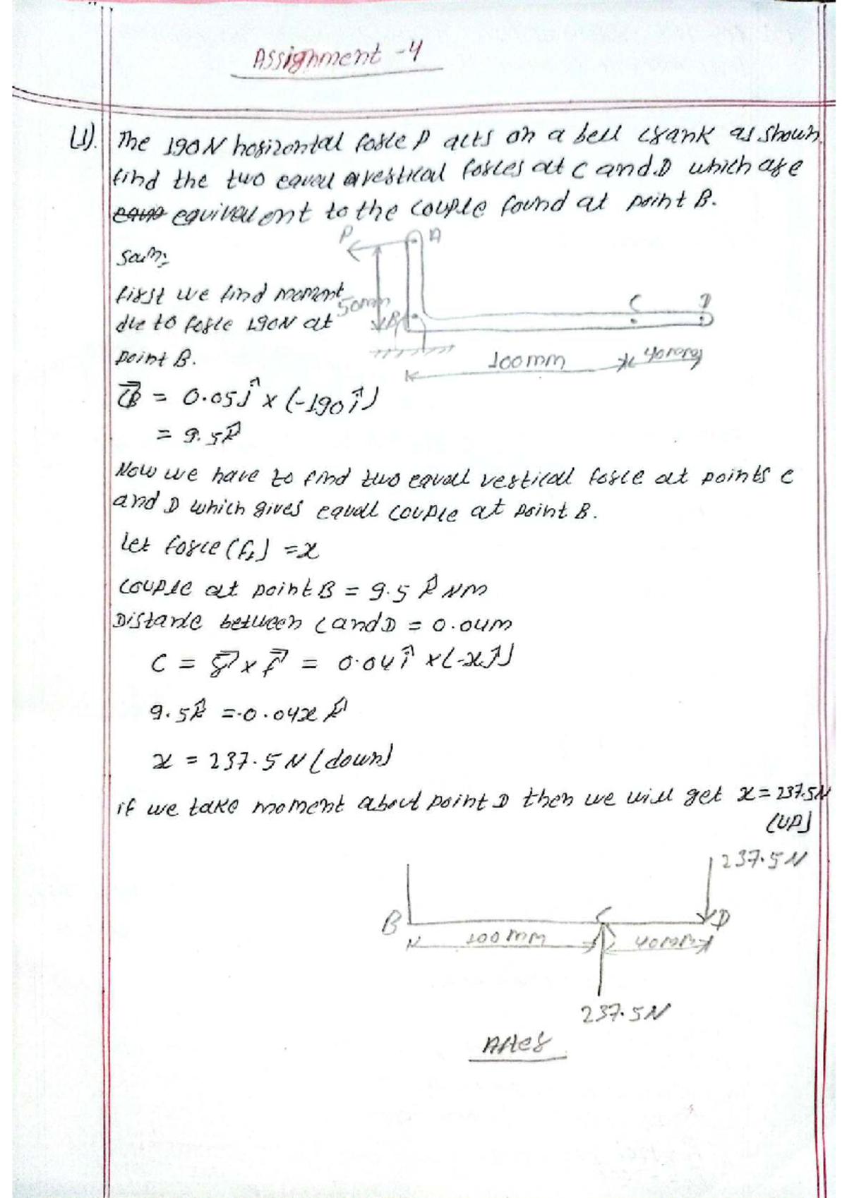 Assignment 4: Applied Mechanics - Force and Moment Analysis - Studocu