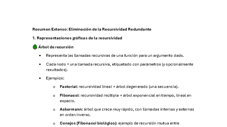 Resumen Extenso: Eliminación de la Recursividad Redundante - Studocu