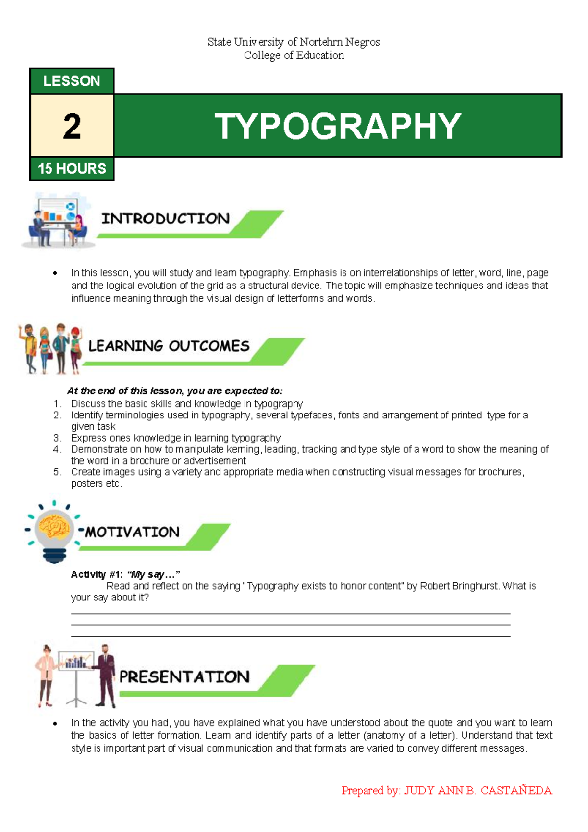 Lesson 2: Typography techniques and principles (EDU 101) - Studocu