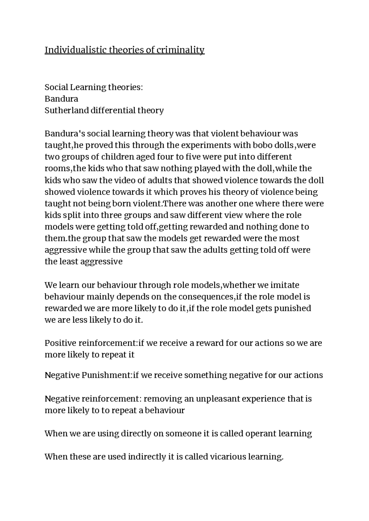 Bandura's Social Learning Theory - Understanding Violent Behavior - Studocu