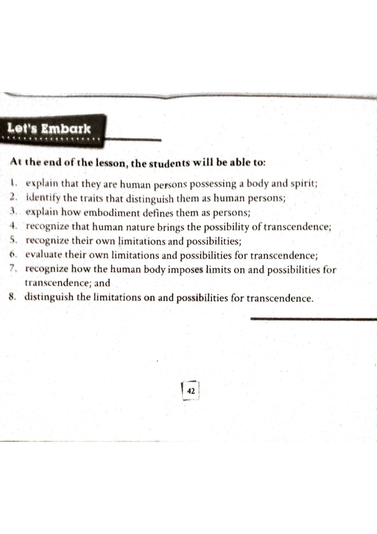 PHL01 CORE CO3: Understanding the Human Person as an Embodied Spirit ...