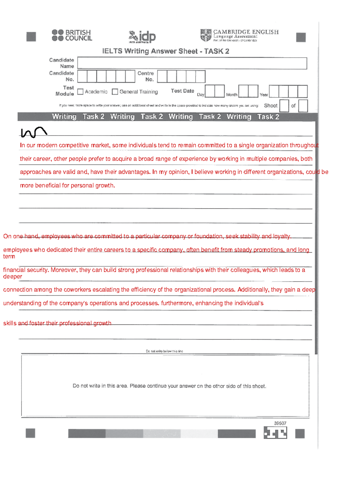 Writing Task 2 Answer Sheet 1 - 24 Developed by IDP IELTS Middle East ...