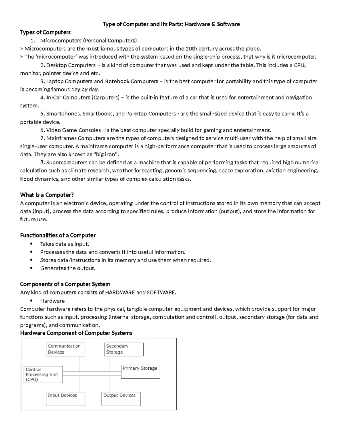 Types of Computers and Their Essential Parts: A Comprehensive Overview ...
