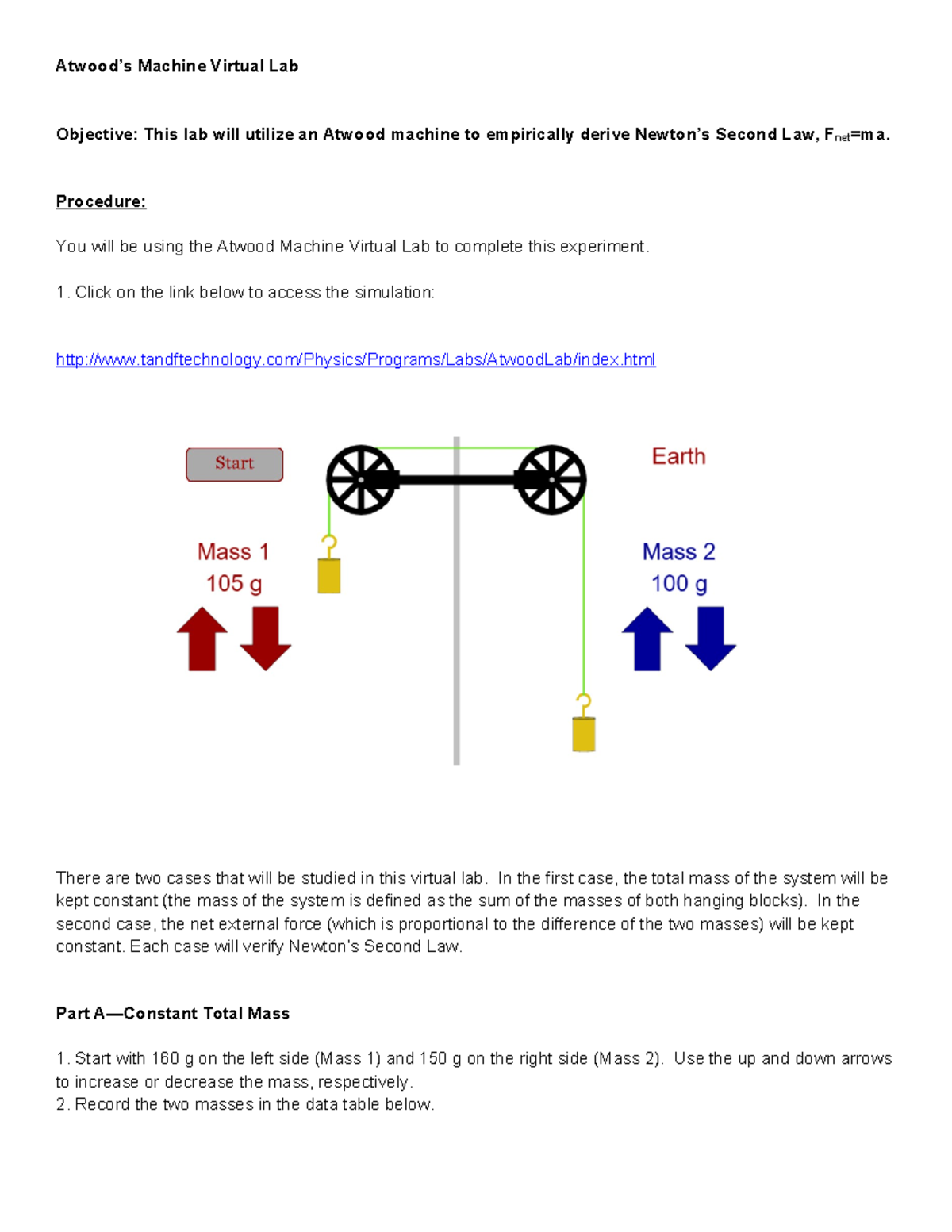 Atwood Machine Virtual Lab: Exploring Newton's Second Law - Studocu
