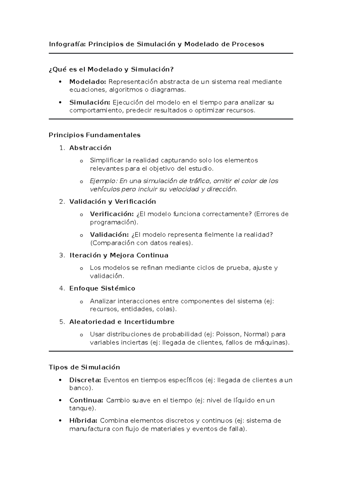 Infografía: Principios de Simulación y Modelado de Procesos - Studocu