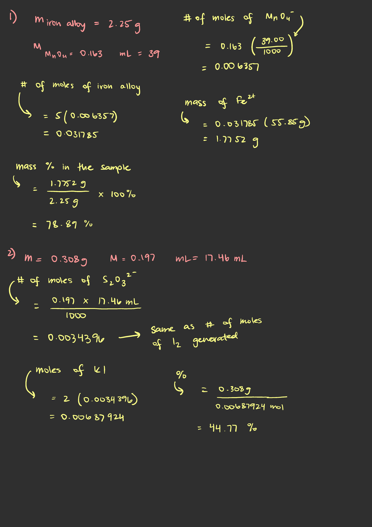 Chemistry Calculations: Moles of MnO2 Analysis - Studocu