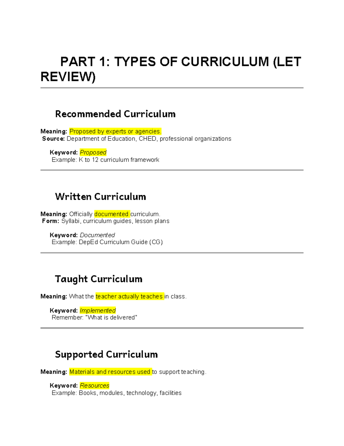 Curriculum Development Overview: Types & Key Concepts (LET Review ...