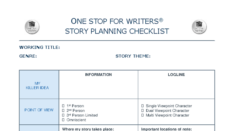 Story Planning Checklist: A Comprehensive Guide for Writers - Studeersnel
