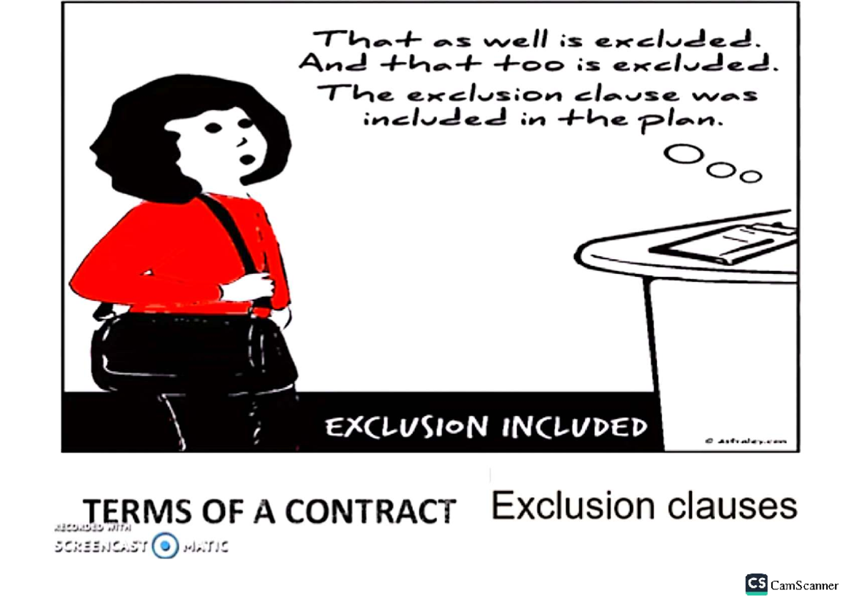 Control of Exclusion Clauses: Legal Framework and Case Studies - Studocu