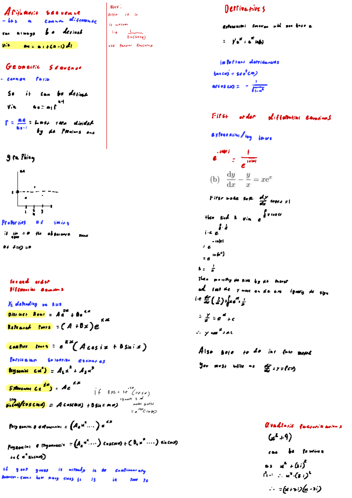 数学 101: 微分方程式 Cheat Sheet - Studocu