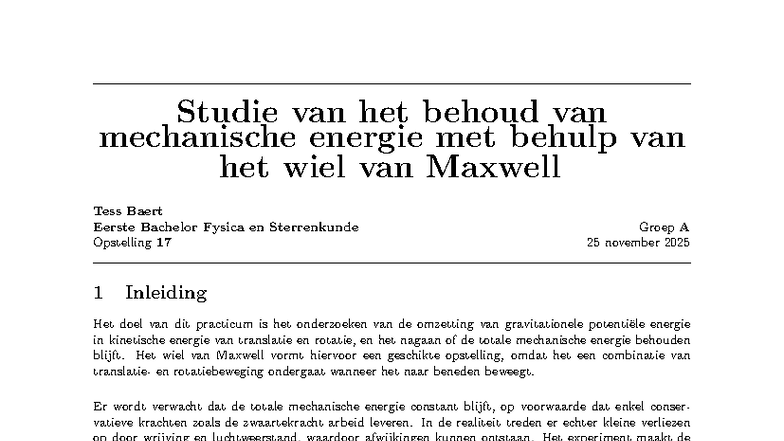 Wiel van Maxwell: Behoud van Mechanische Energie in Fysica (FYS101 ...