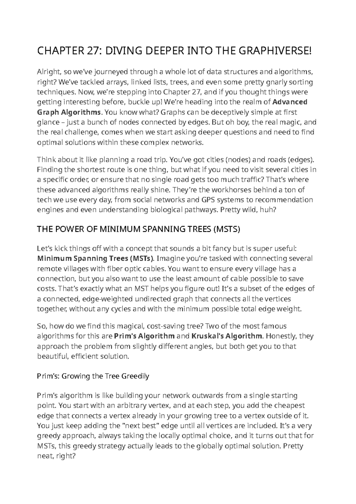 CHAPTER 27: ADVANCED GRAPH ALGORITHMS REVIEW - DATA STRUCTURES & ALGORITHMS - Studocu