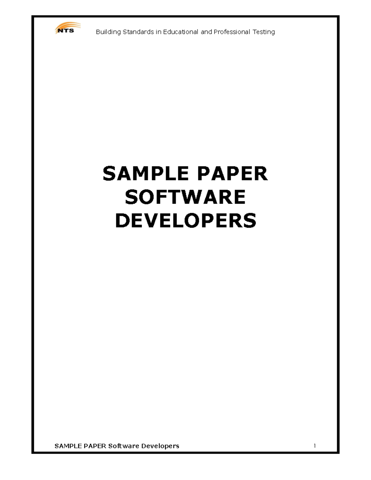 SAMPLE PAPER: Building Standards in Educational and Professional ...