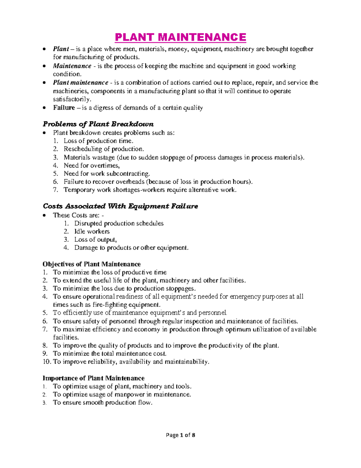 Topic 8 - Essential Plant Maintenance Guidelines and Best Practices ...