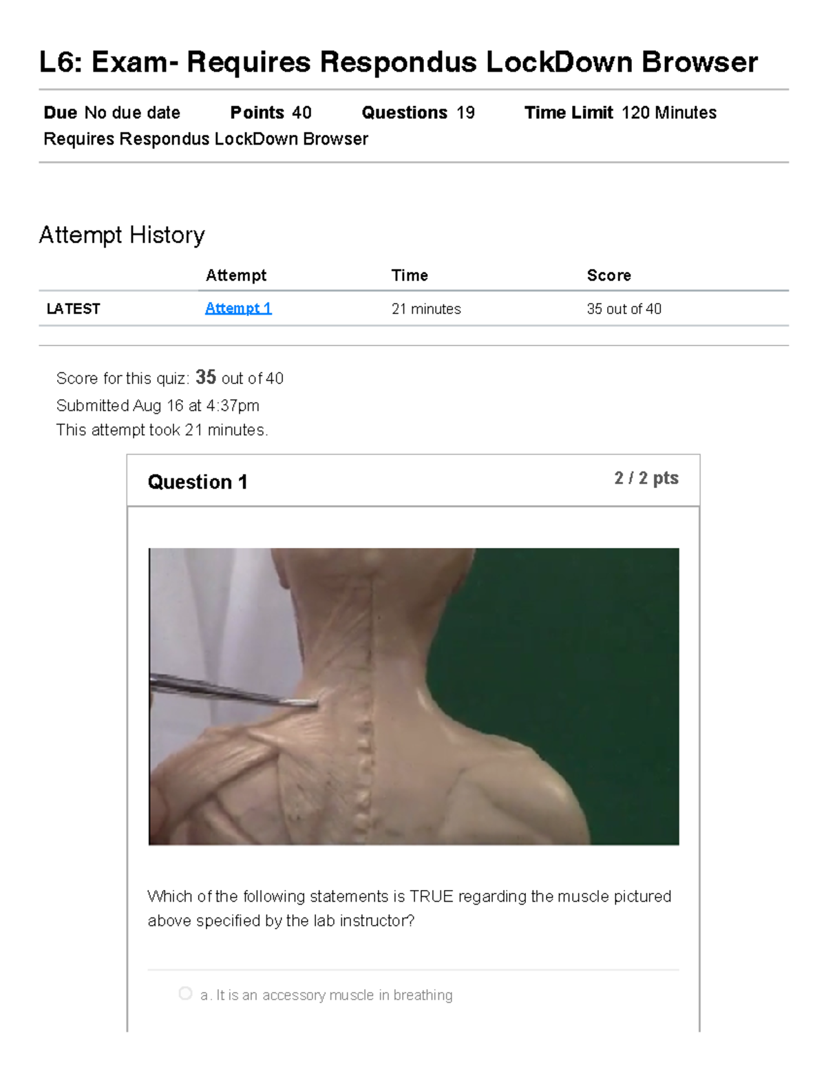 L6 Final Exam Review: Essential Human Anatomy & Physiology I with Lab ...