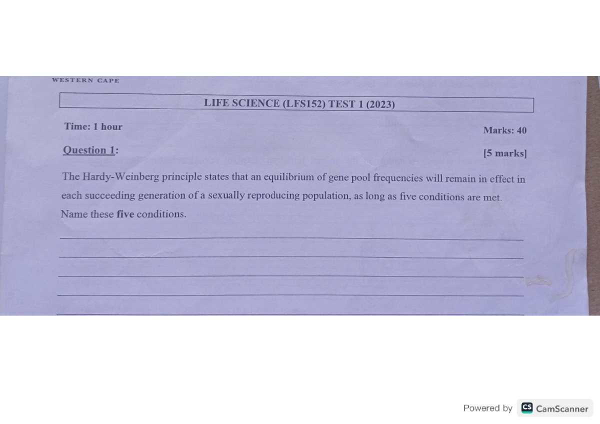 LFS152 Life Science Test 1 Preparation Guide (2023) - Studocu