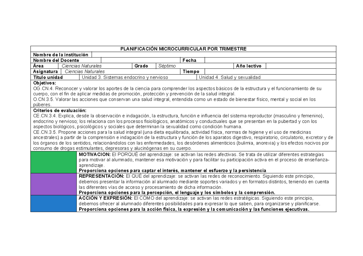 2DO Trimestre 7MO CCNN - Planificación Microcurricular en Ciencias Naturales - Studocu
