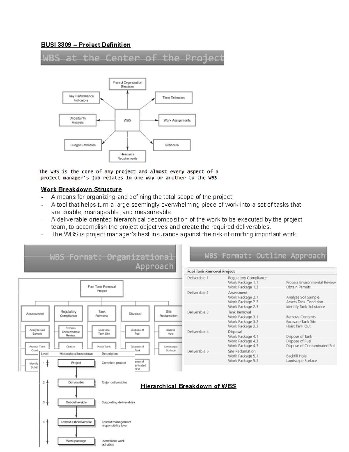 Project Definition - BUSI 3309 – Project Definition Work Breakdown ...