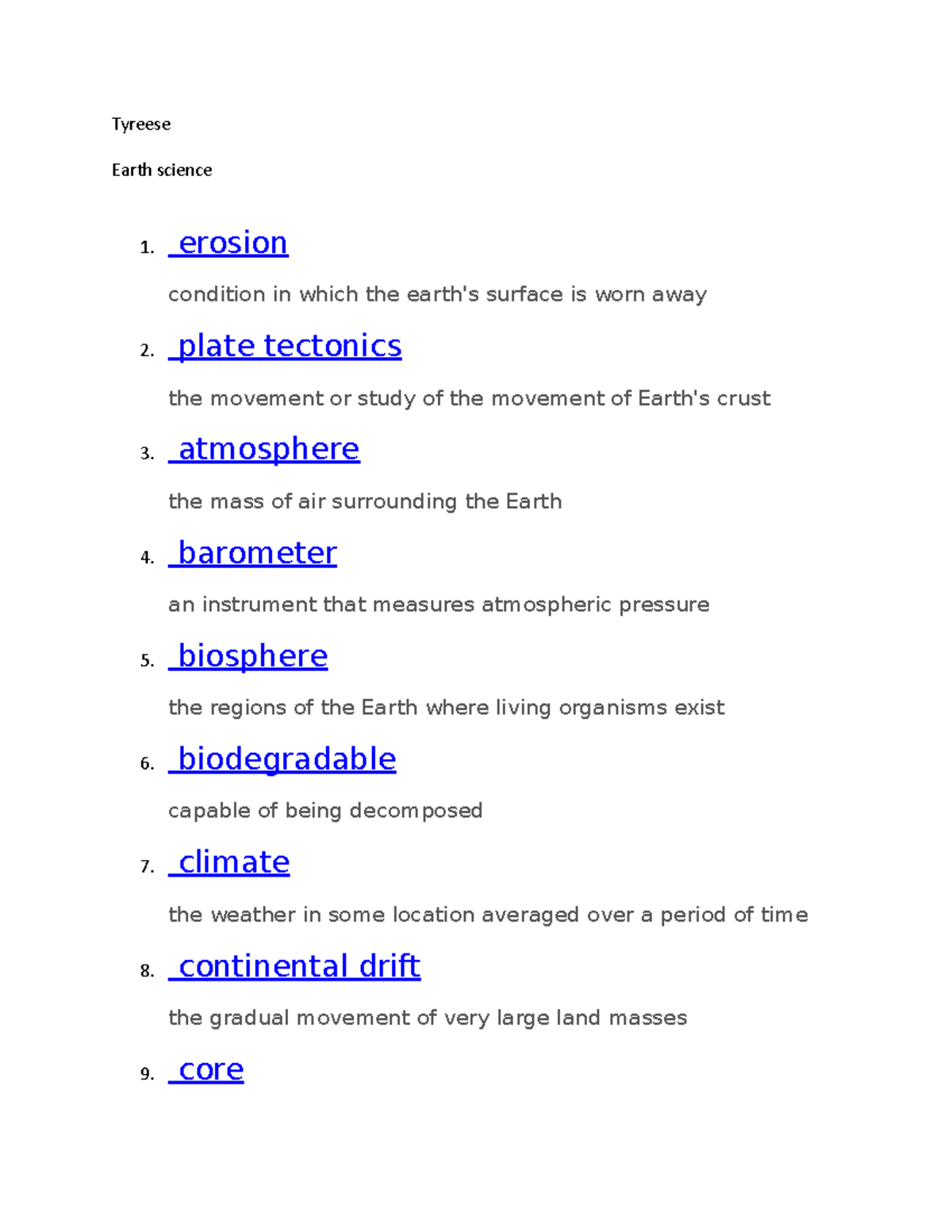 Earth Science 23: Key Concepts & Definitions Overview - Studocu