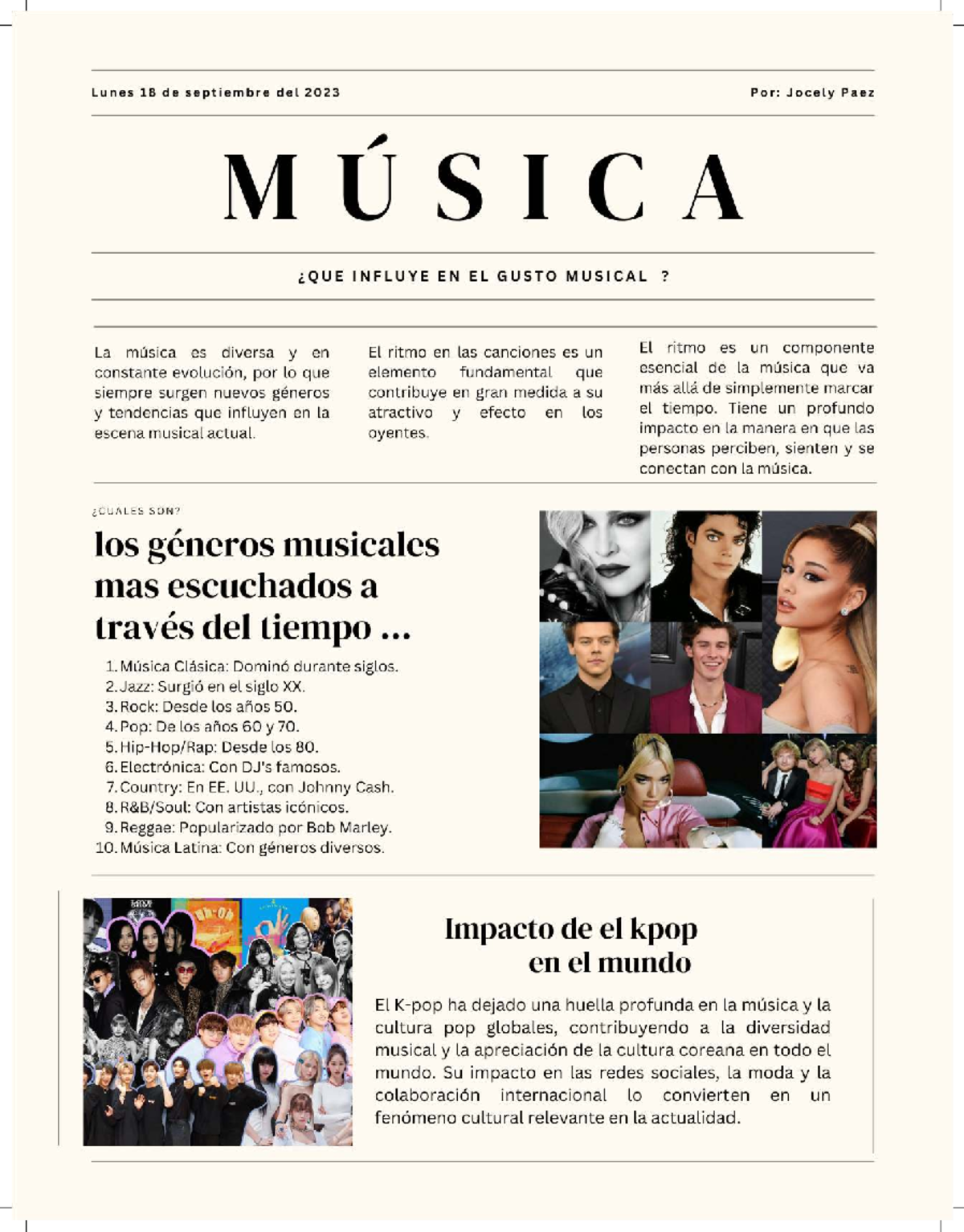 MÚSICA Y SU IMPACTO EN EL GUSTO MUSICAL - MEJORA - Studocu