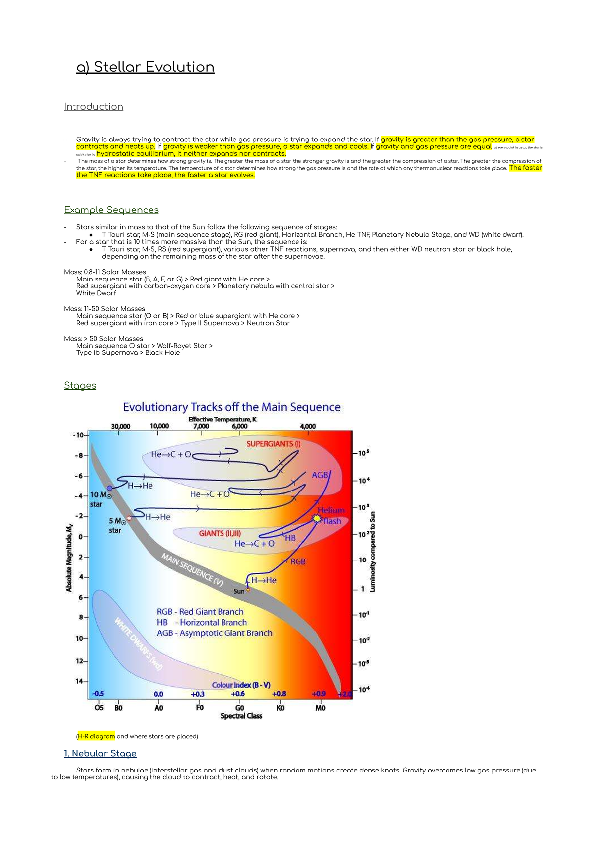 Astronomy Science Olympiad: Stellar Evolution Overview and Stages - Studocu