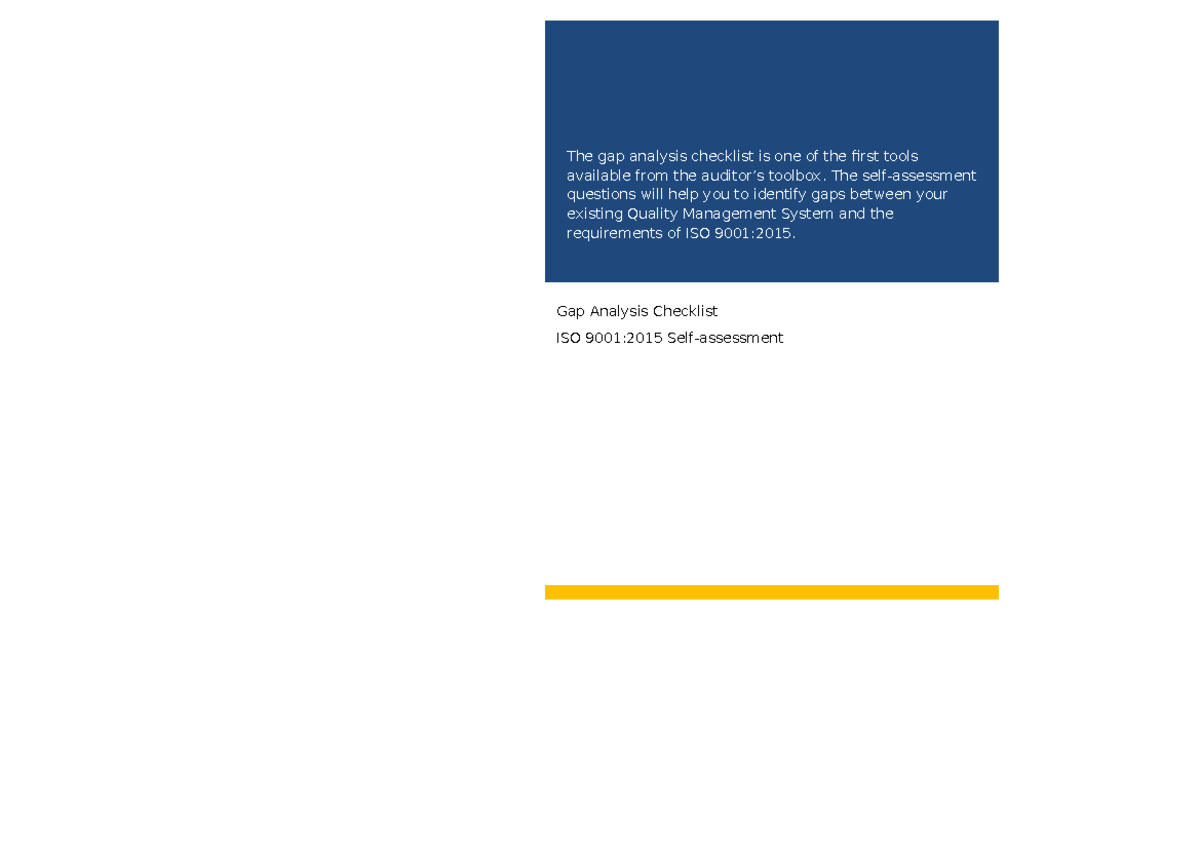 ISO 9001-2015 Gap Analysis Checklist - The gap analysis checklist is ...