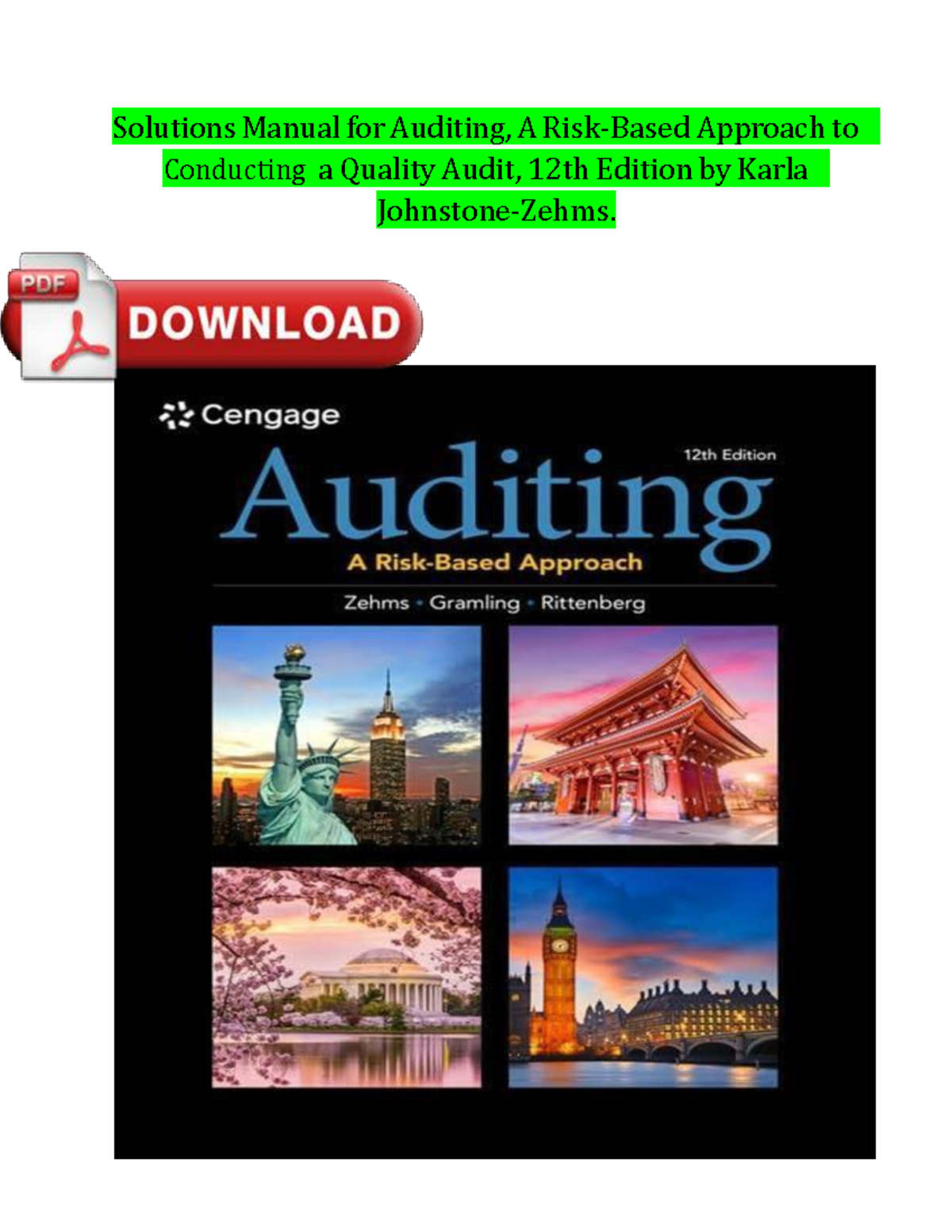 Solutions Manual for Auditing: A Risk-Based Approach, 12th Ed. - Studocu