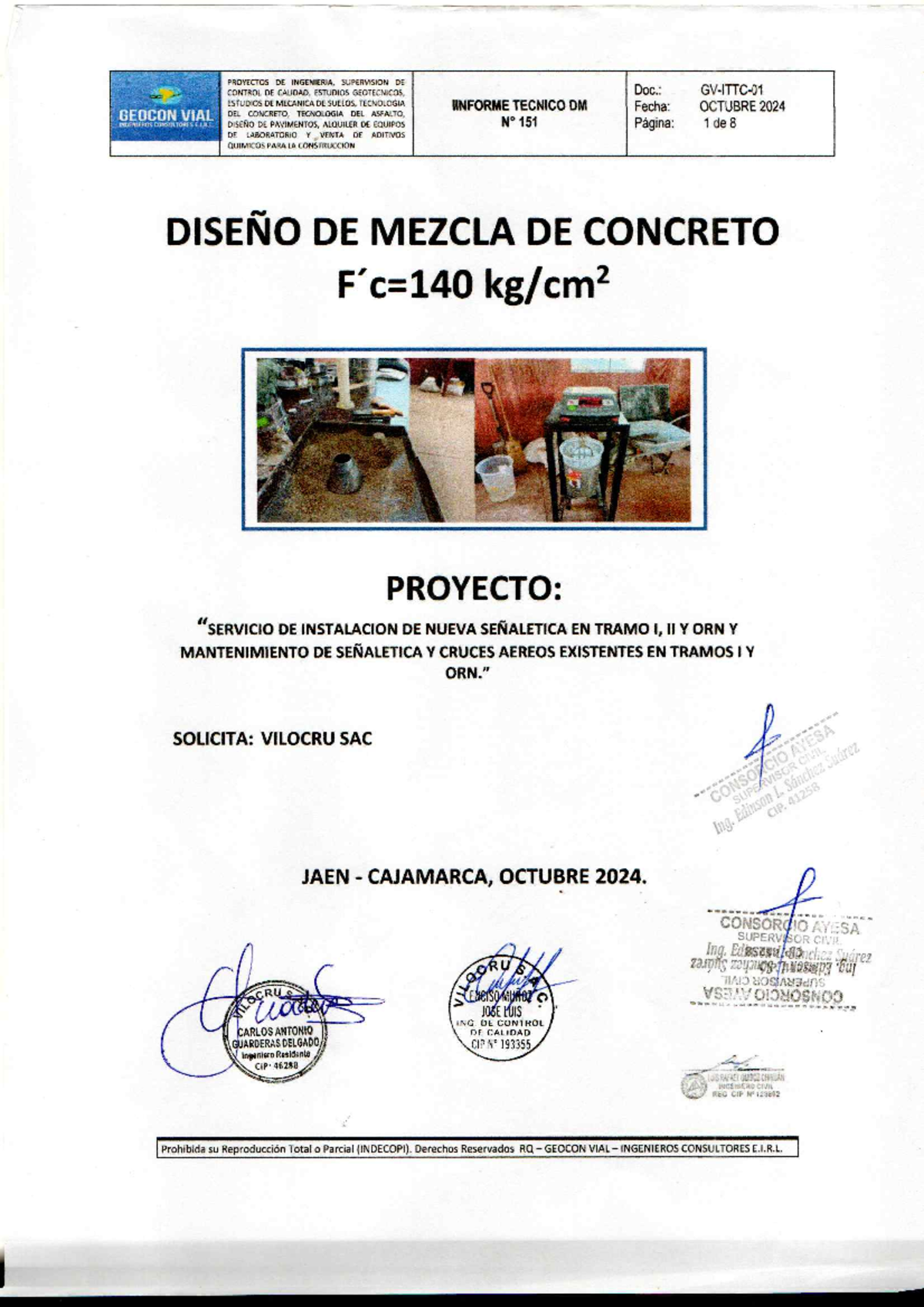Diseño de Mezcla 140 Tramo I-ORN - PROYECTOS DE INGENIERIA SUPERVISION ...