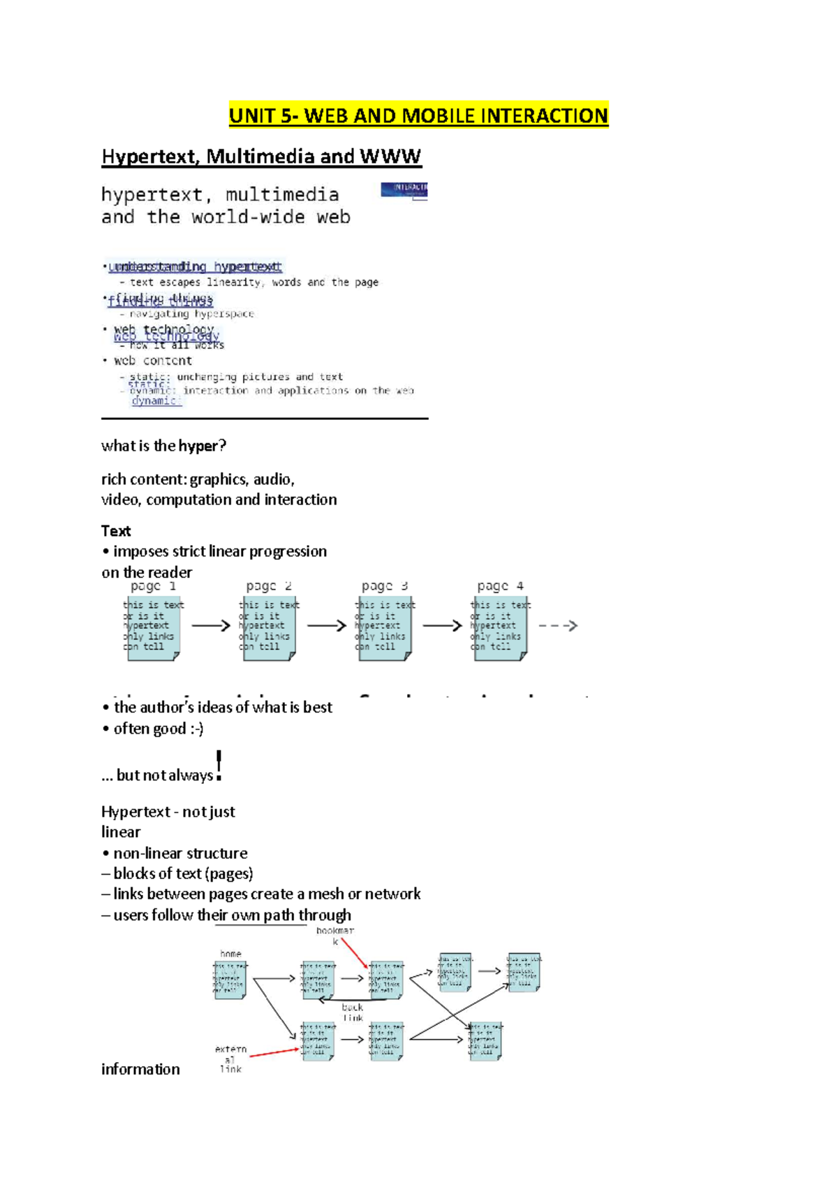 UNIT 5-1: Web & Mobile Interaction - Hypertext and Multimedia Concepts ...
