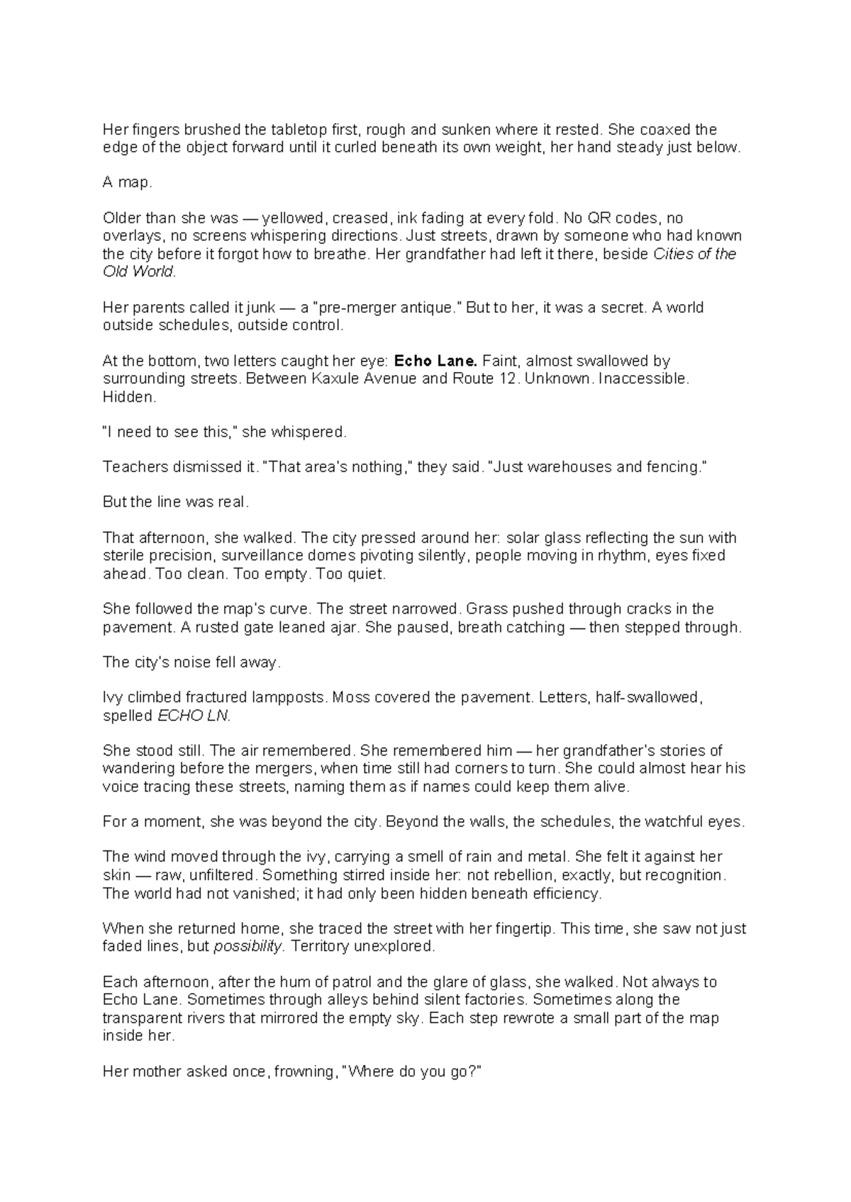 Module C English - Creative Writing: Echo Lane Exploration - Studocu