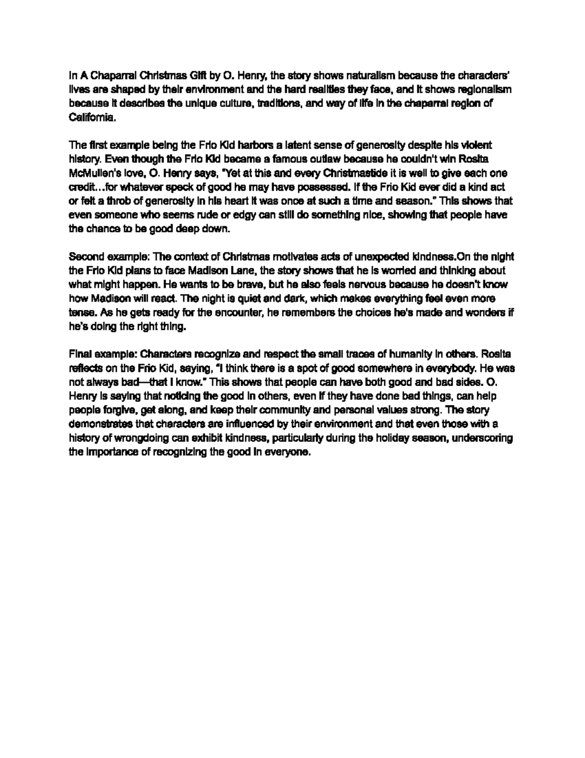 Final Exam Analysis of Naturalism & Regionalism in O. Henry's "A ...