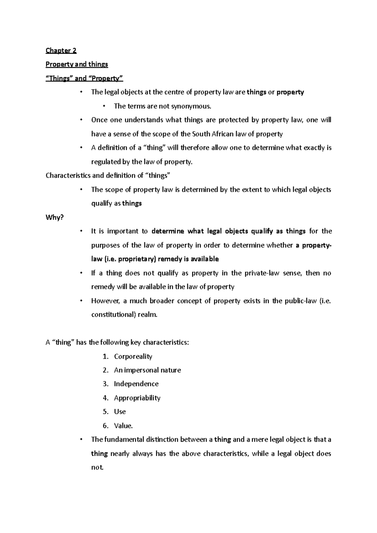 Chapter 2: Understanding Property and Legal Objects - Law 101 - Studocu
