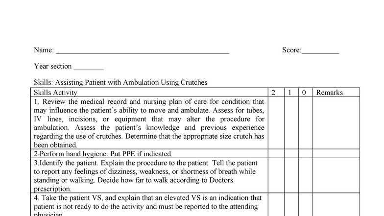 Assisting Patients with Ambulation Using Crutches: Skills Activity 2 ...