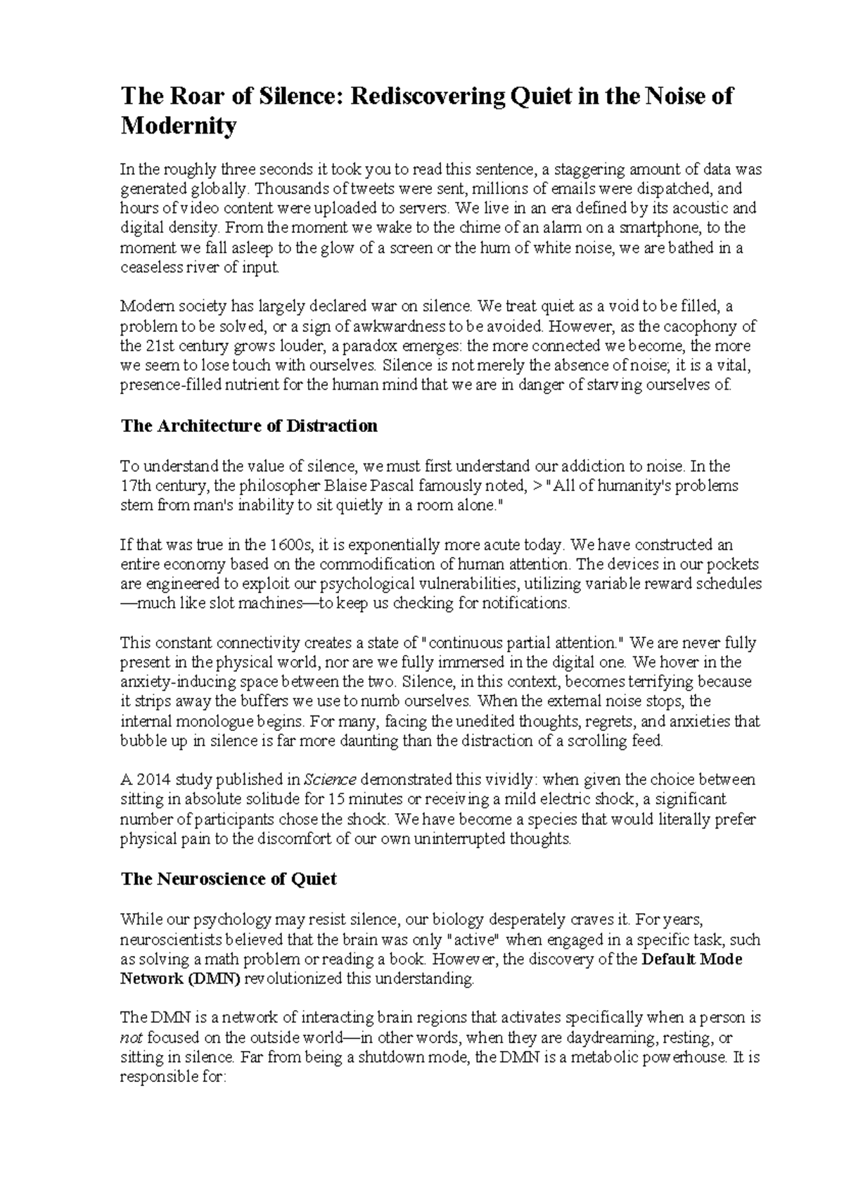 Bài 1 - Tìm Lại Sự Im Lặng Trong Thế Giới Ồn Ào - Studocu