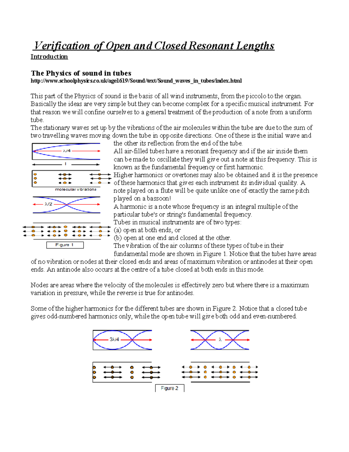 Verification of Resonant Lengths in Open & Closed Air Columns ...