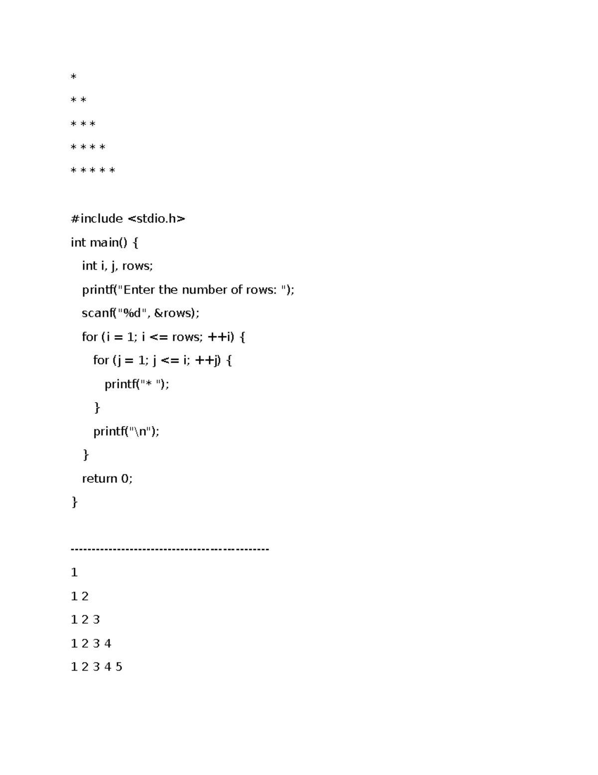 CSE101: Patterns and Loops in C Programming - Code Examples - Studocu