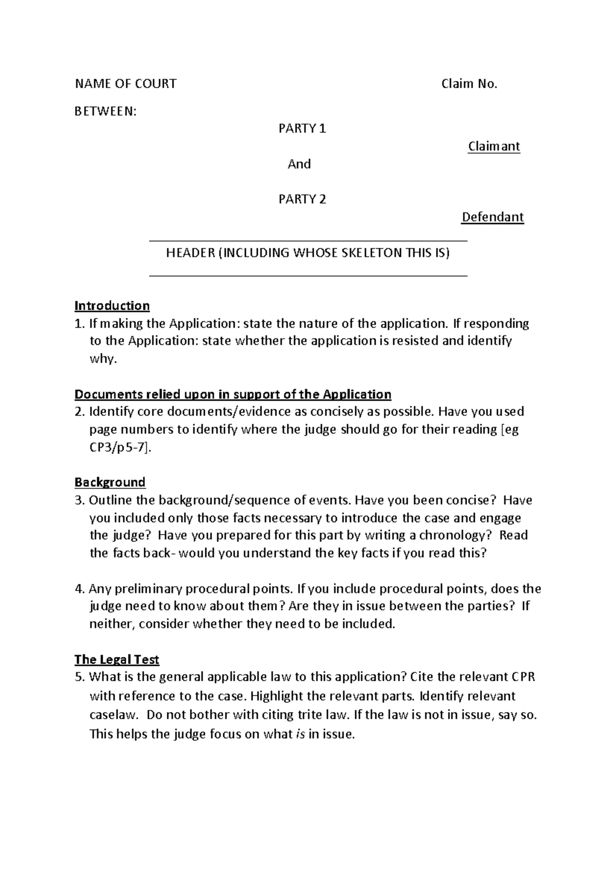 Statement of Claim- sample Claim Form and Particulars of Claim - Civil ...