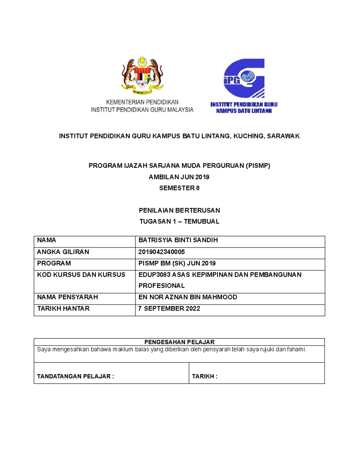 EDUP 3083 ASAS Kepimpinan - INSTITUT PENDIDIKAN GURU KAMPUS BATU ...