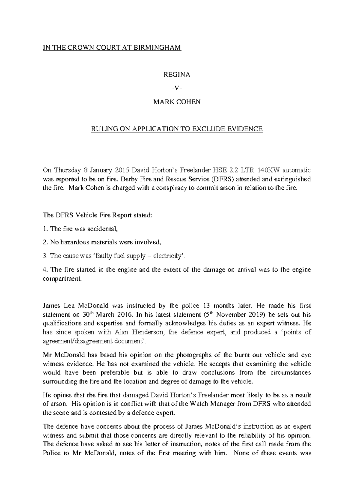 Judges Ruling on Evidence Exclusion in Regina Cohen Case (HSE 2.2 ...