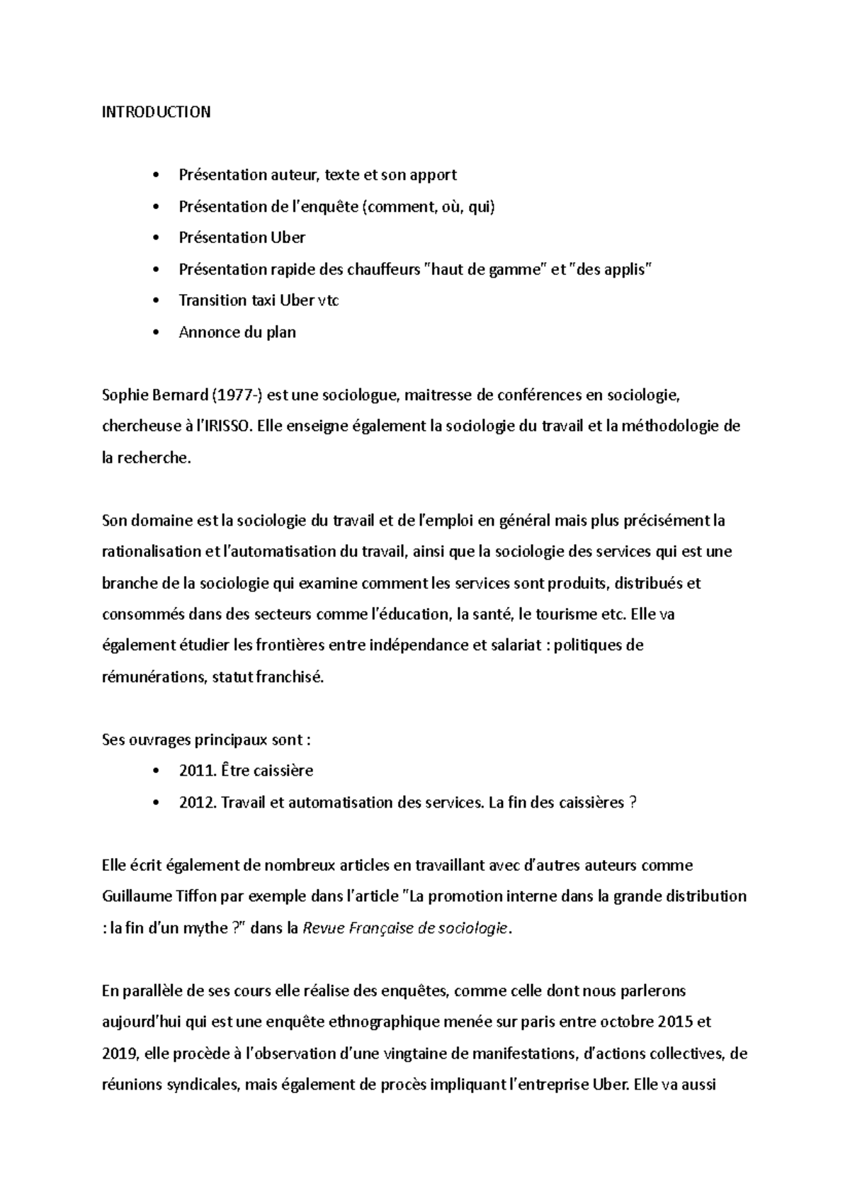 Exposé sur l'Ubérisation et les Dynamiques du Travail: Étude de Cas VTC ...