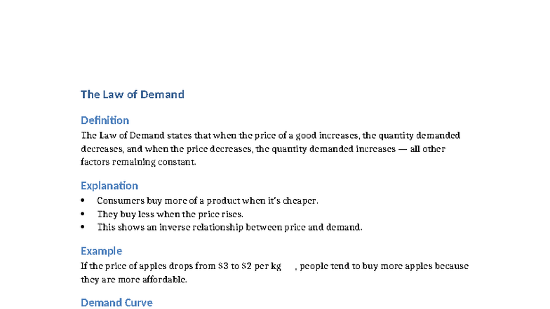 The Law of Demand Explained - ACC - Studocu