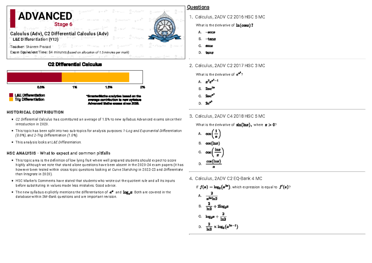 Logarithmic and Exponential Differentiation- Smarter Maths - Calculus ...