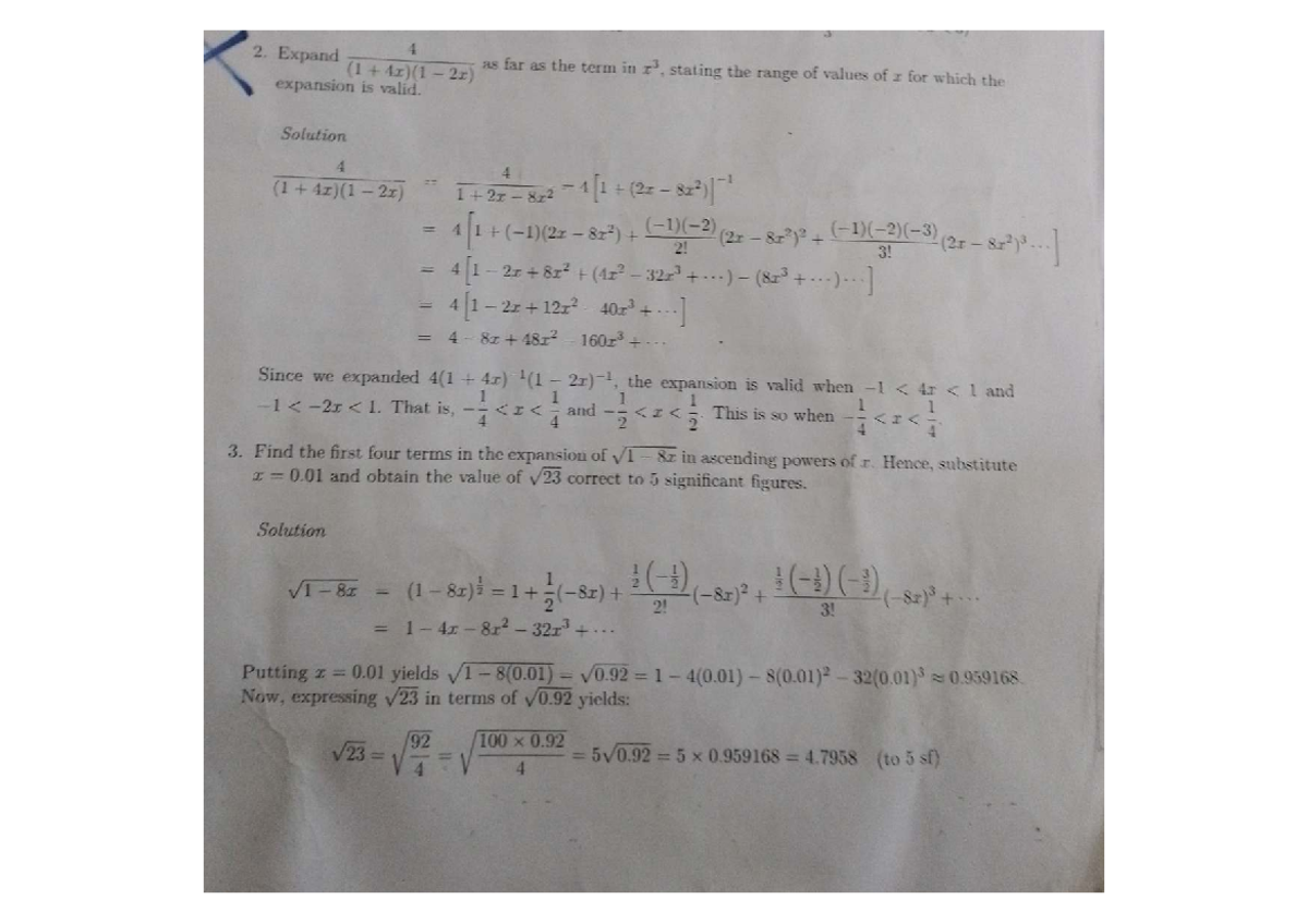 Binomial Theorem Expansion and Validity Range (MATH 101) - Studocu