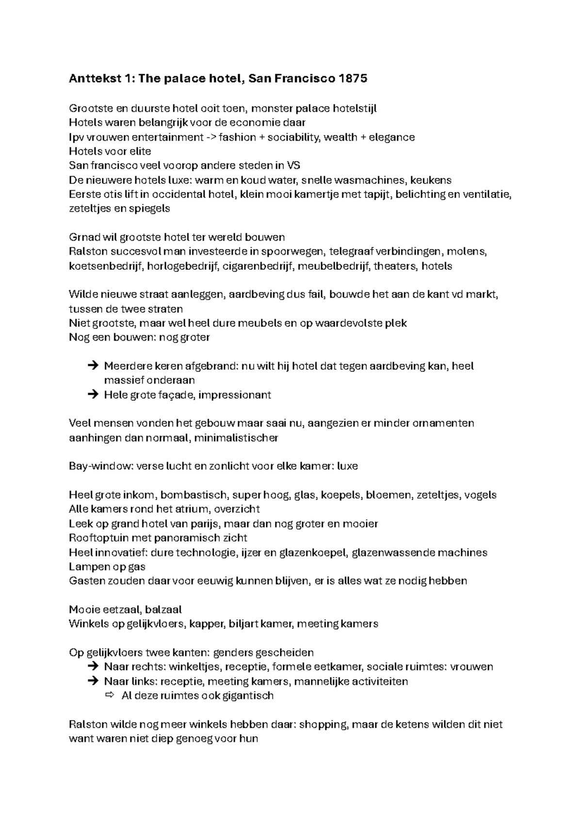 Anttekst 1: The Palace Hotel, San Francisco 1875 - Innovaties en Luxe ...