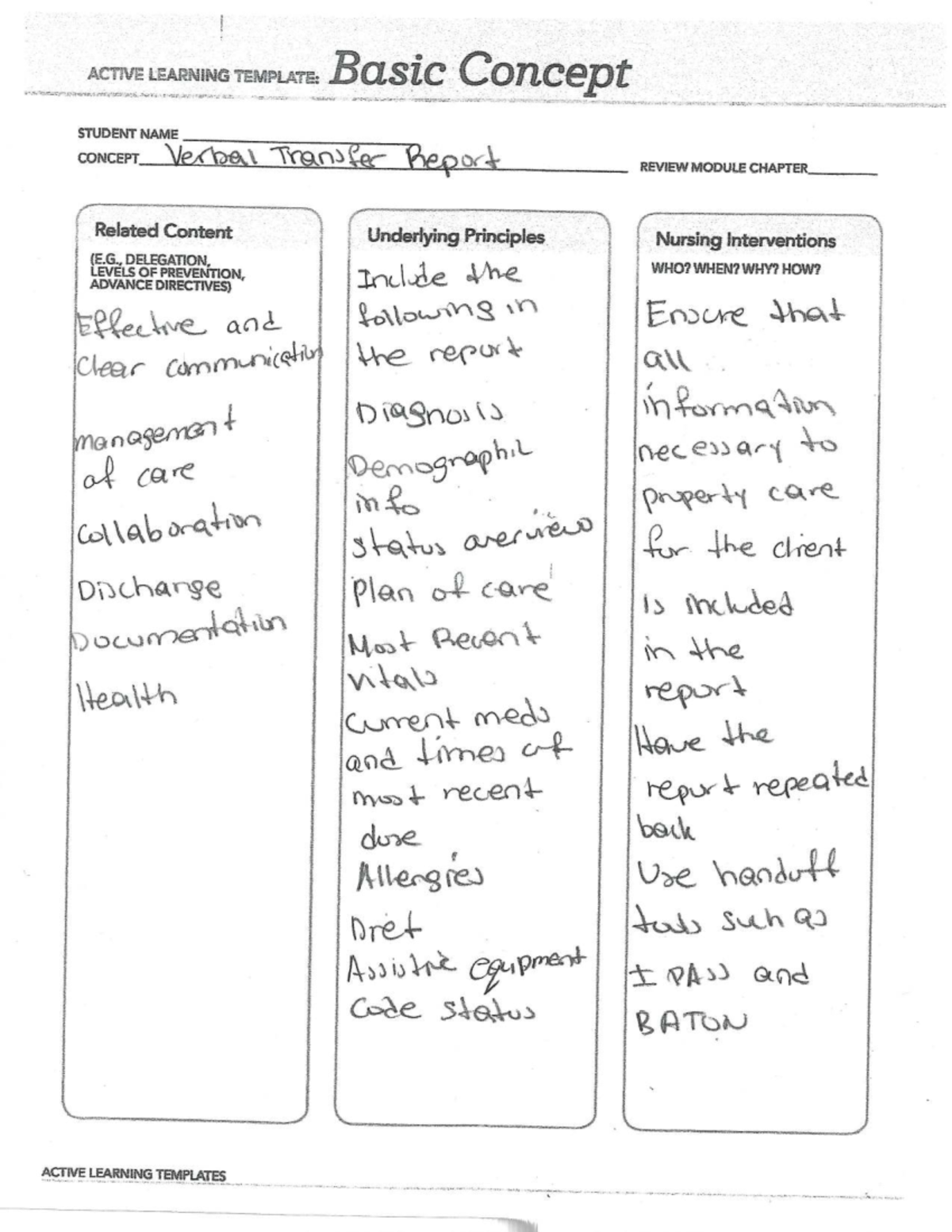 ACTIVE LEARNING TEMPLATE: Nursing Interventions & Care Planning (ATI B ...
