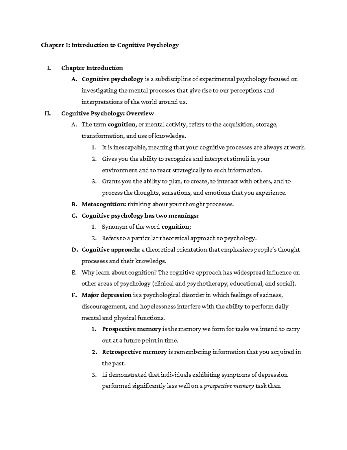Chapter 1: Intro to Cognitive Psychology (PSY 101) - Studocu